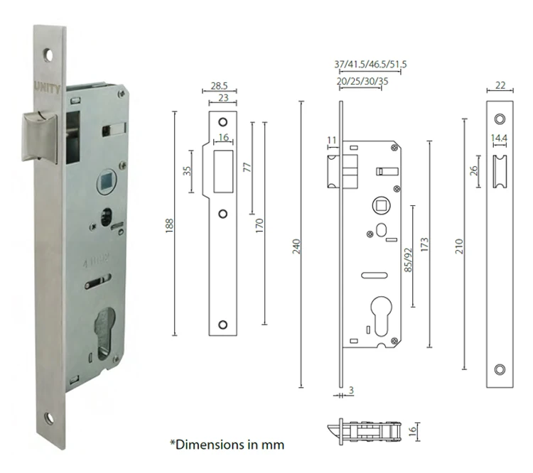 Aluminum Frame Door Lock With Narrow Stile Mortice Lock Backset - Buy ...