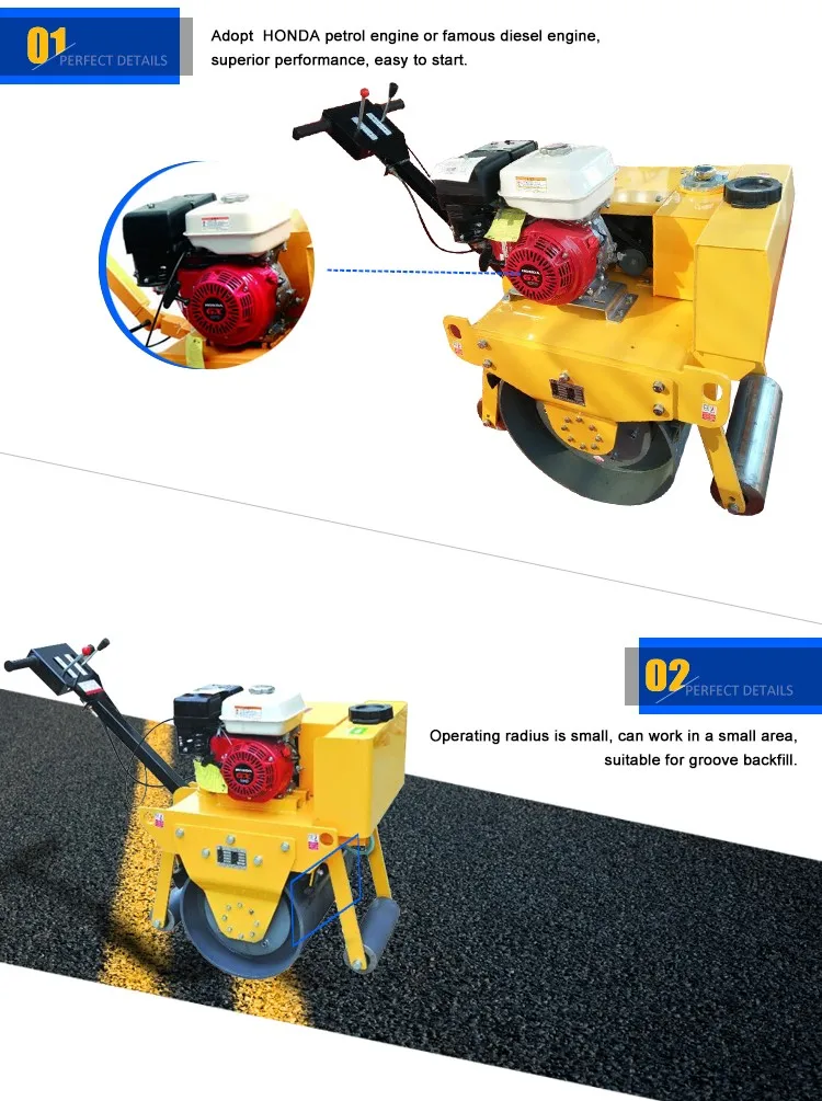 Road Construction Machinery Single Drum Mini Vibrating Roller Compacto ...