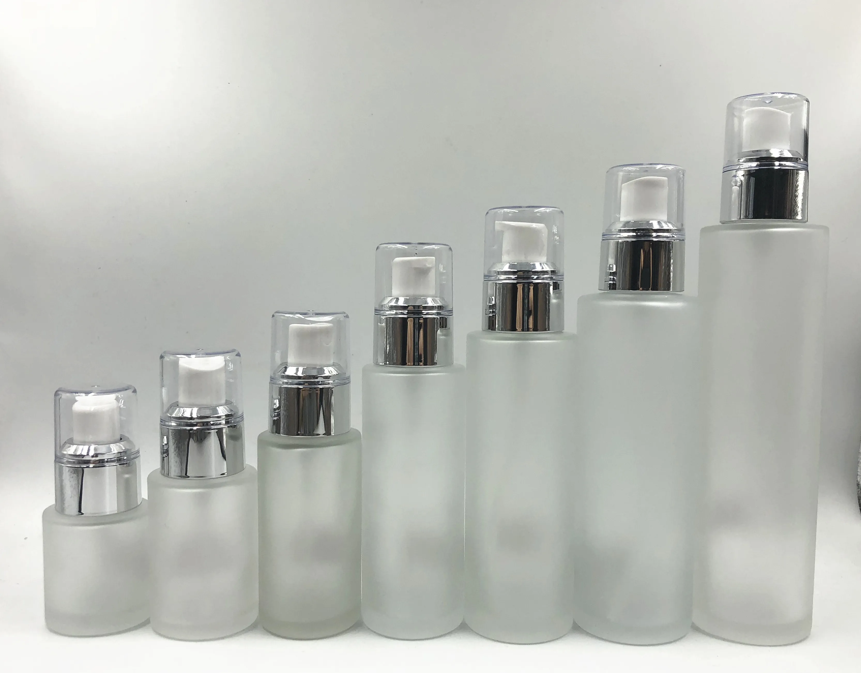 20-120ml Empty Frost Glass Lotion Bottles with Pump & Spray