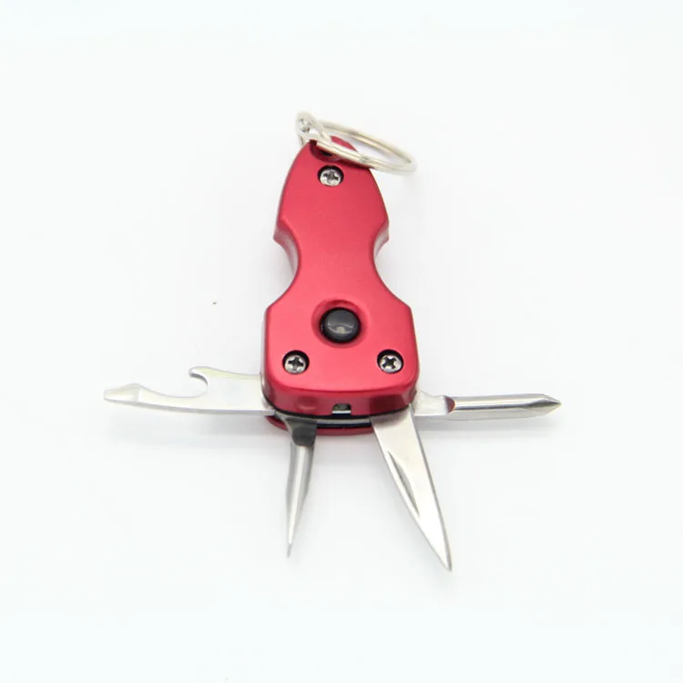 Portable Multi Functional Couple Sword Folding Knife Shaped Metal Key Chain