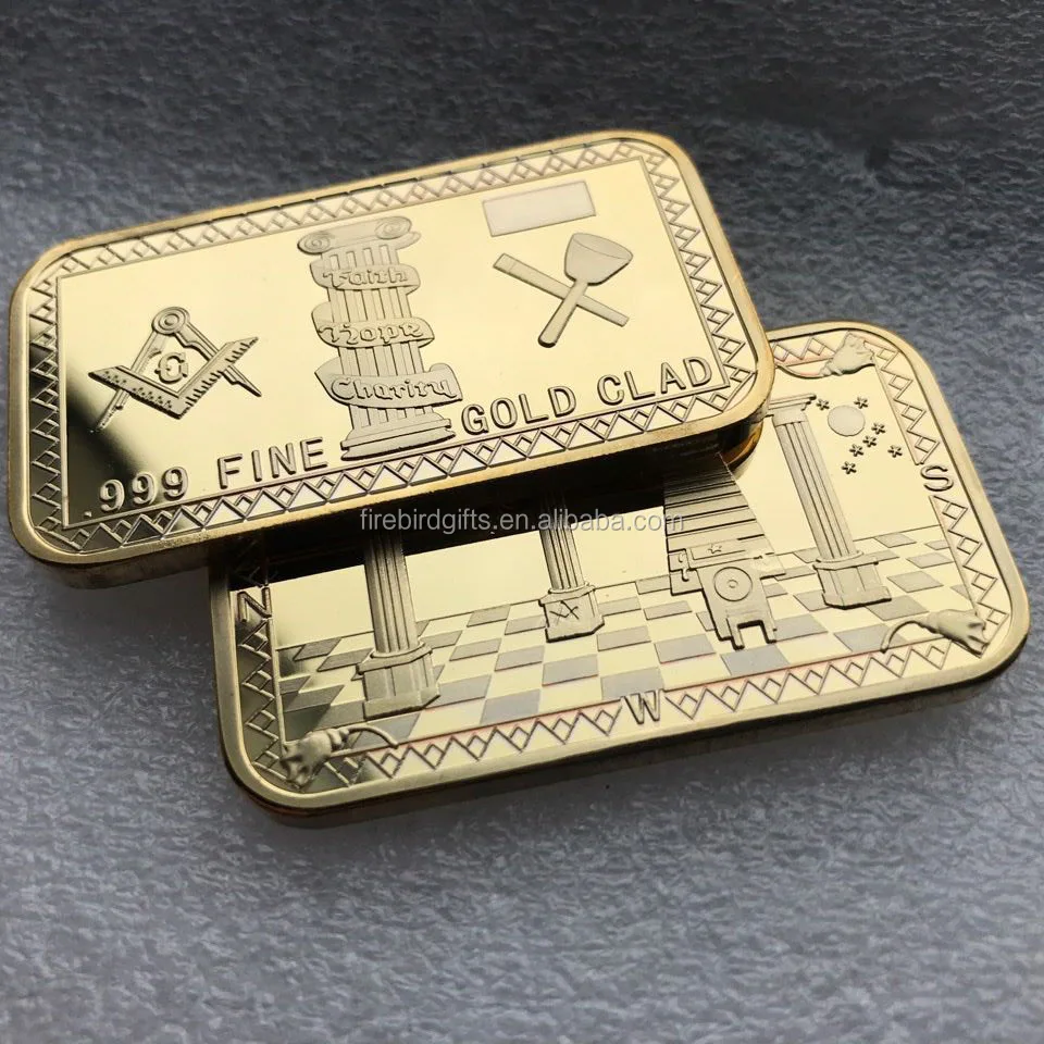 24k Gold Clad Masonic Freemasonry Gold Bar Bullion - Buy Gold Bar ...