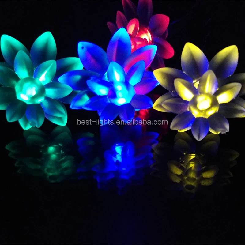 30 LED Double Lotus Solar String Lights for Outdoor Decor