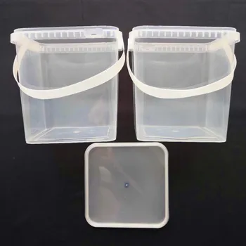 Ice Cream Container Plastic Square Bucket 4 Liter Squared Plastic Clear ...