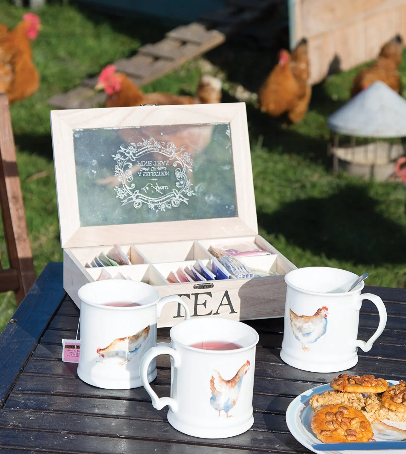 Wooden Tea Chest Box with 6 Compartments - Customizable