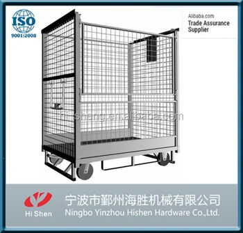 Wire Mesh Warehouse Transport Used Rolling Cage Cart Industrial ...