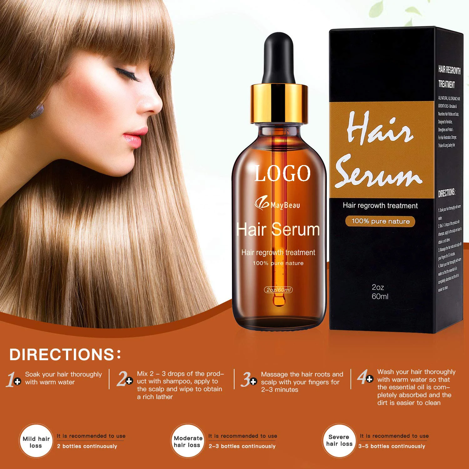 Private Label Natural Restore Thick And Strong Hair Growth Serum Buy