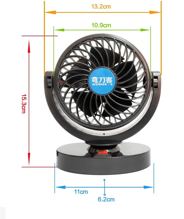 Ac 360 Rotating Strong Wind Air Cooling Fan Dc 12v Vehicle Car Desktop ...