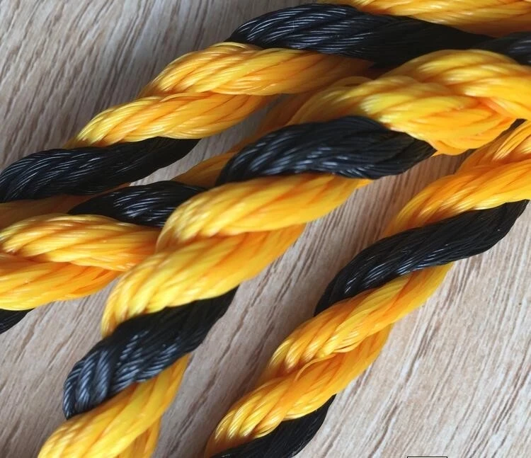 Manufacturers High Strength Quality Yellow Black 3 Strand Twisted Pe ...