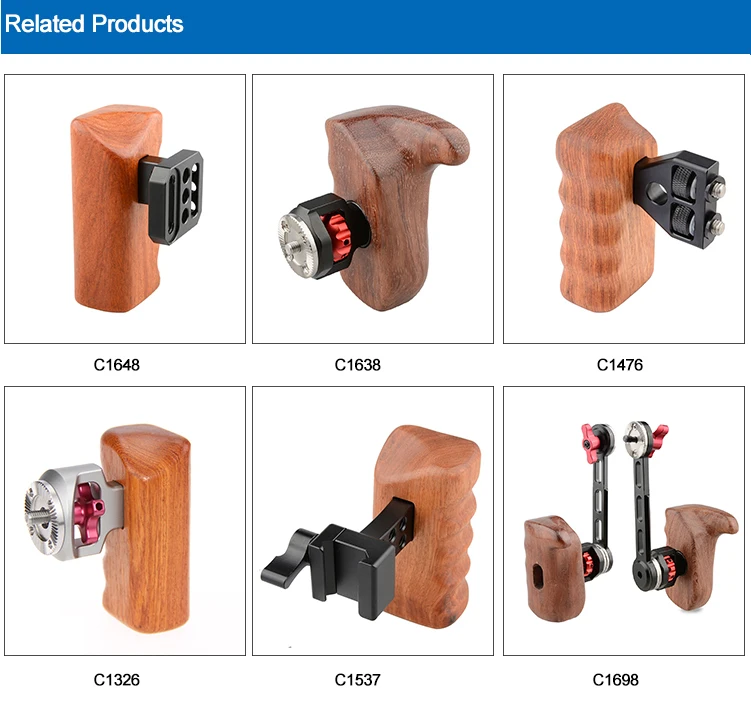 Wooden Camera Handle Grip for DV Video Cage Rig - CAMVATE