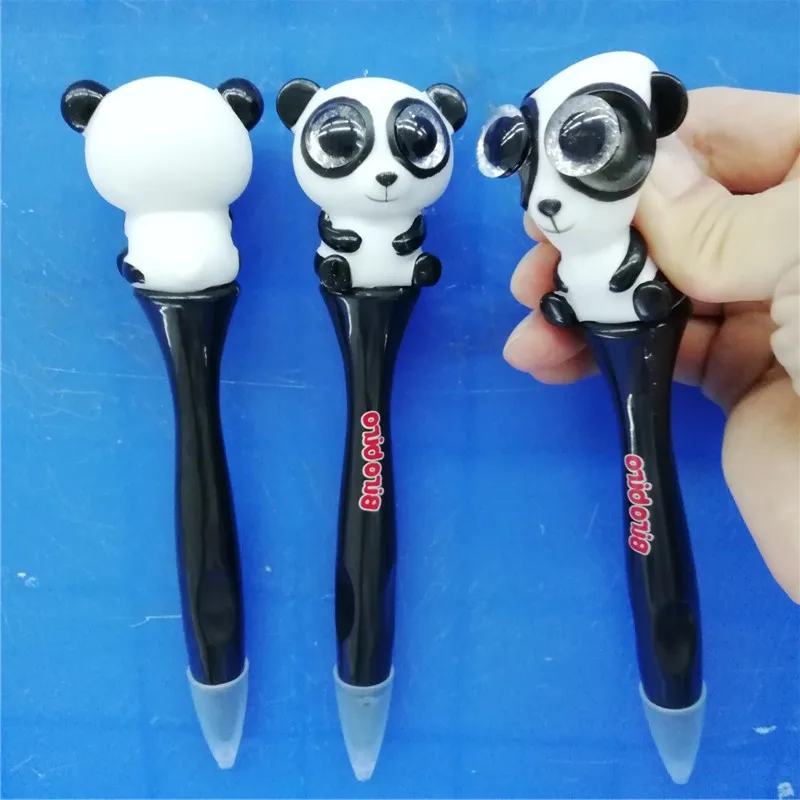Promotional Popeyed 3d Panda Rubber Pens,Glitter Eyes Pop Panda Logo ...