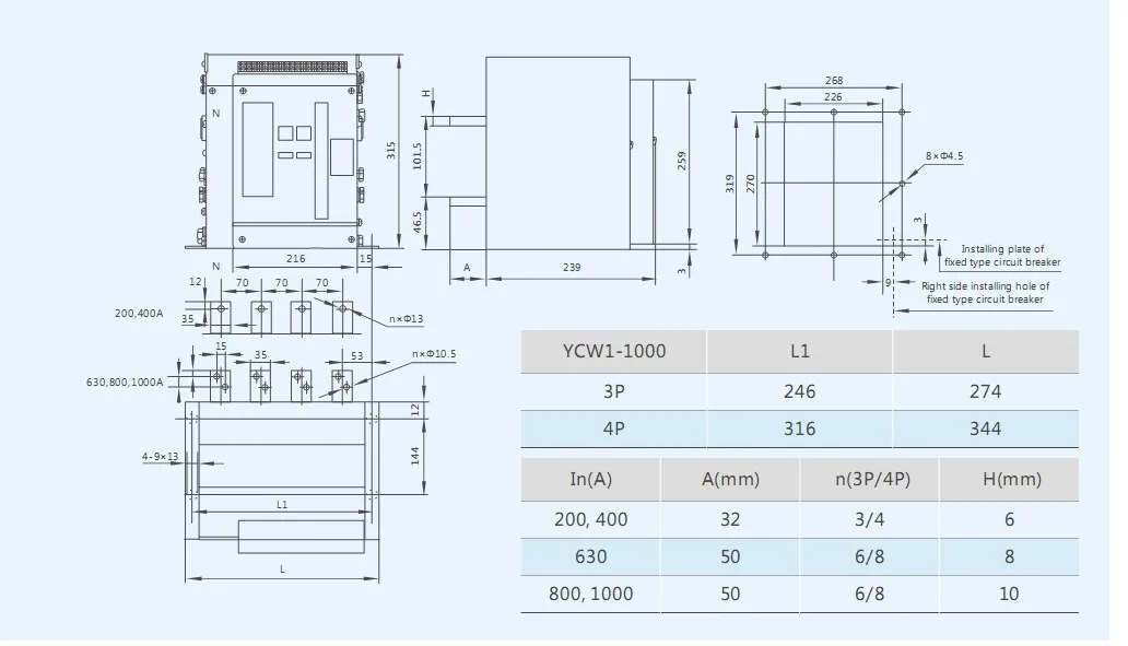 Ycw1-2000 Acb 1250a 3p 42 Ka 3p 42 Ka - Buy 1250a 3p 42 Ka 3p 42 Ka,Acb ...