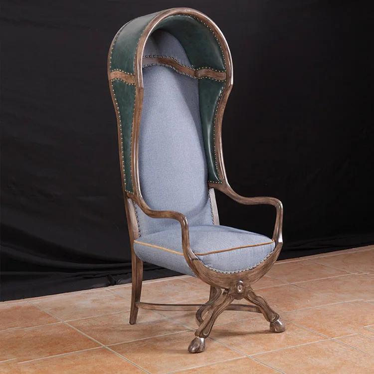 French Country Style Fabric Upholstered Solid Oak Wood High Back Bird ...