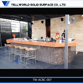 L Shape Coffee Shop Bar Counter Marble Countertop Restaurant Bar ...