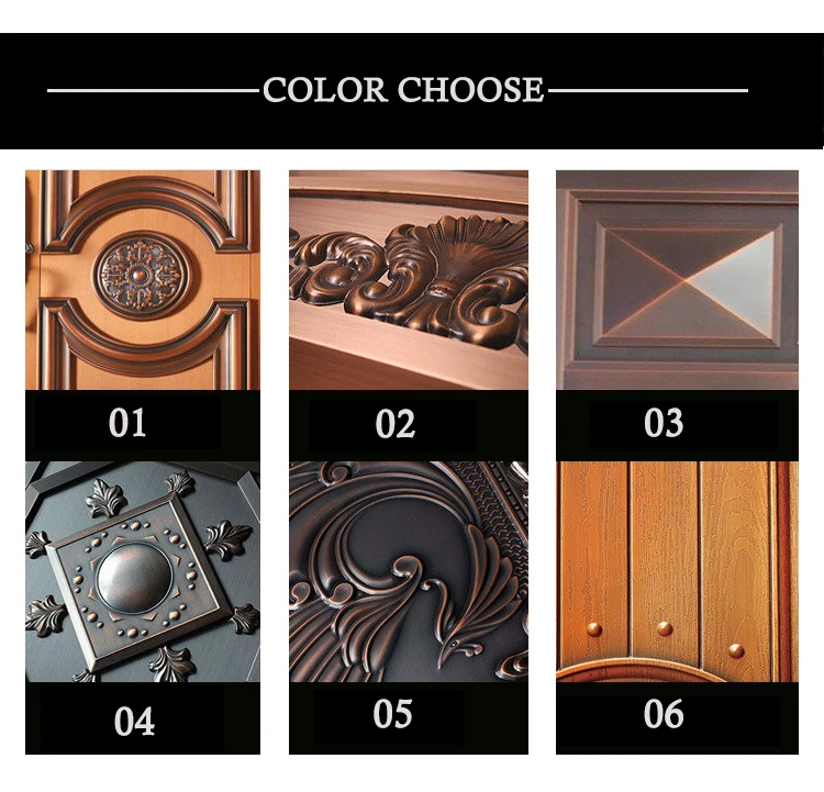 Custom Copper Security Double Front Entry Door Design