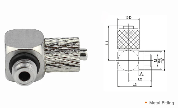 Mini Micro Small Metal Pneumatic Joint Fitting Male Elbow Air Push In ...