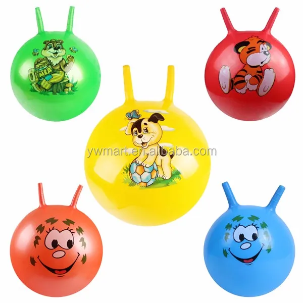 Cartoon Logo Printed Inflatable Bounce Ball With Handle Toys For ...