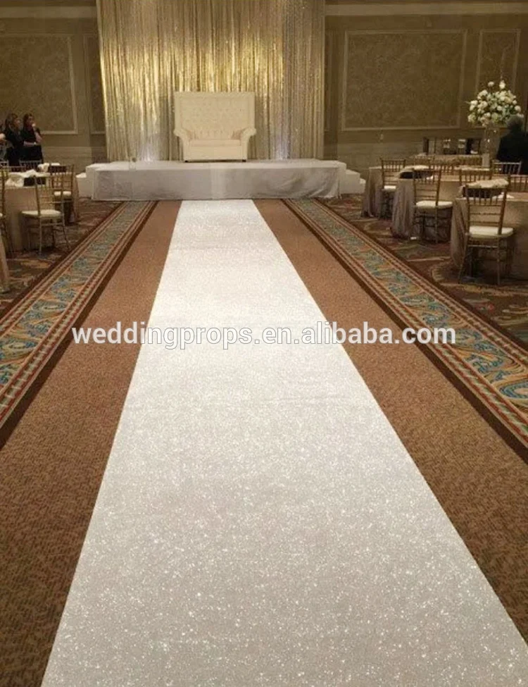 Tianhou T Stage Aisle Runner Roll - White Glitter Carpet