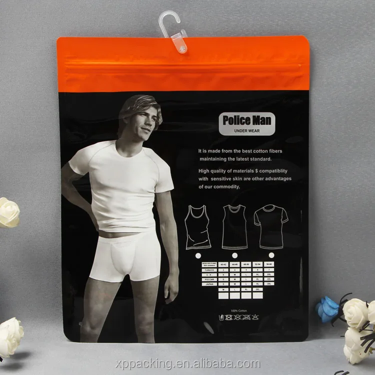 Custom Logo Printing Plastic Black Ziplock Men Underwear Packaging Bag ...