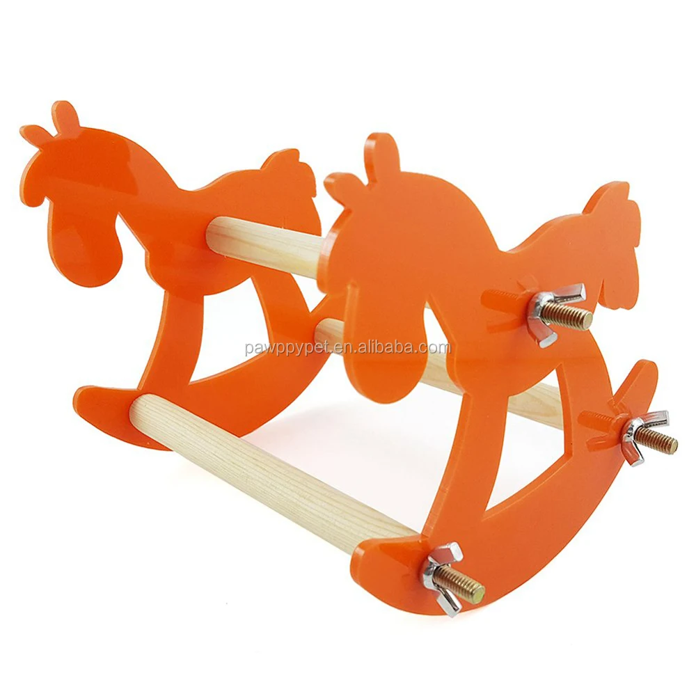 Small Pet Acrylic Natural Wood Swing Perch Bird Parrot Seesaw Rocking ...