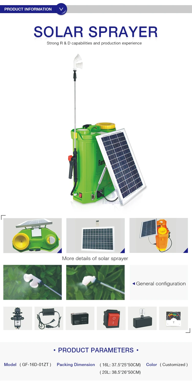 16 Liter Agricultural Knapsack Solar Power Sprayer - Farmguard