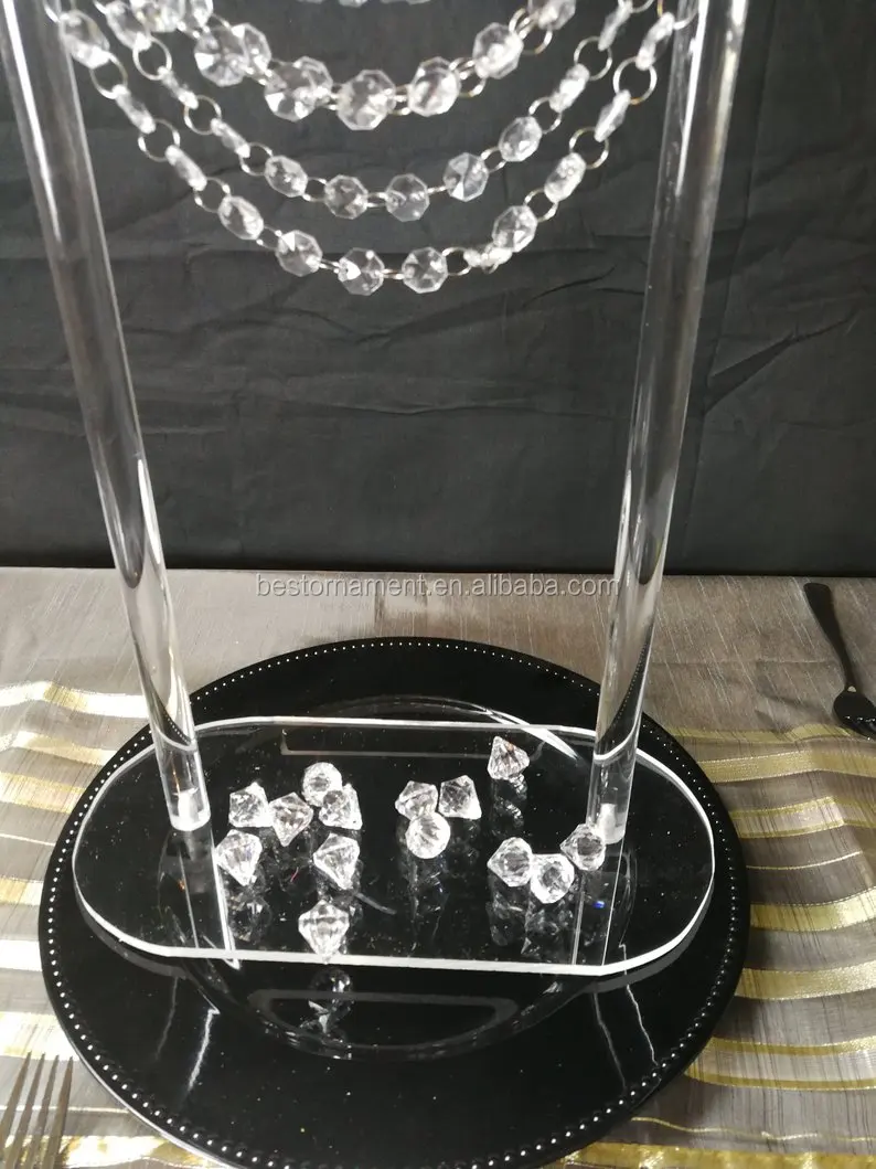 18" Tall Acrylic Flower Centerpiece Stand With Acrylic Hanging Crystal ...