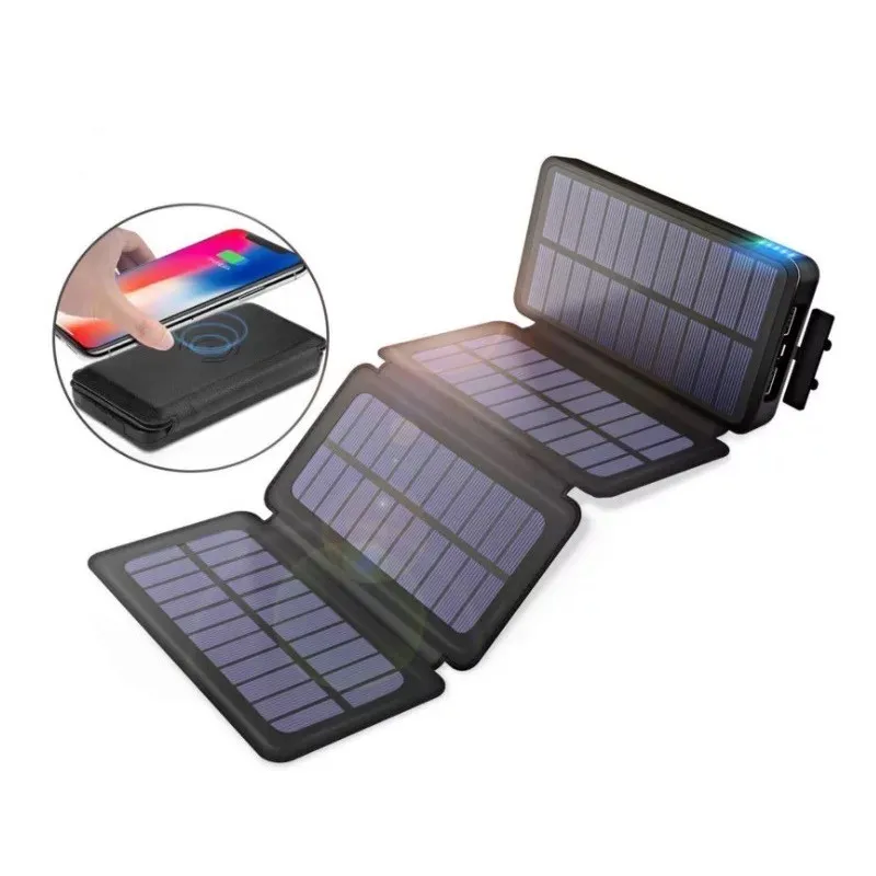 Portable Solar Power Bank - 10000mah with Wireless Charging