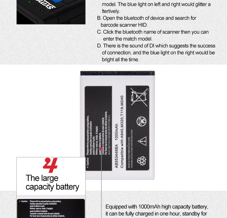 Outdoor Qr Code Reader 1d/2d Wireless Barcode Scanner Wearable Handfree ...