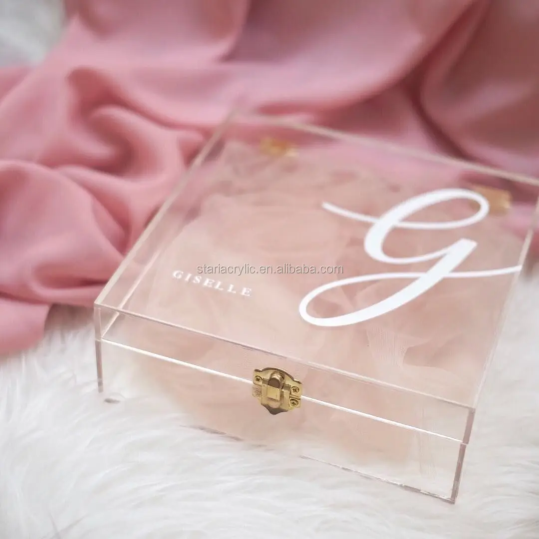 Exquisite Elegant Clear Acrylic Precious Jewelry Box Perspex Keepsakes ...