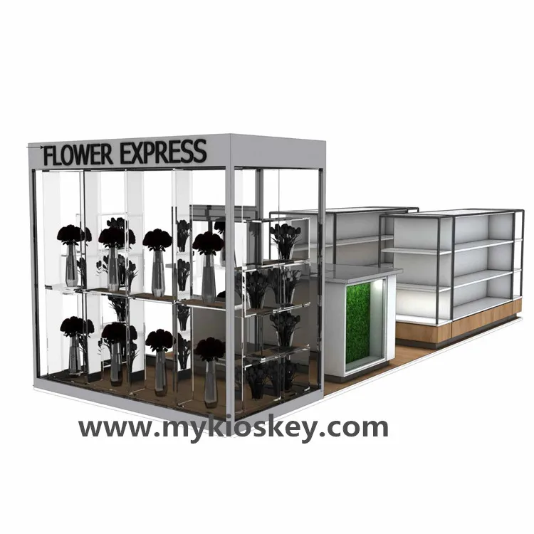 Custom Attractive Wooden Flower Kiosk Design & Furniture