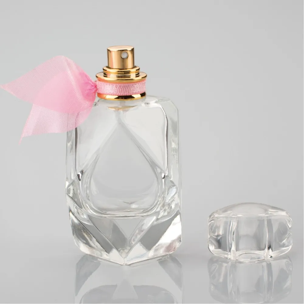 Clear Diamond Shape Glass 50ml Perfume Bottle with Logo