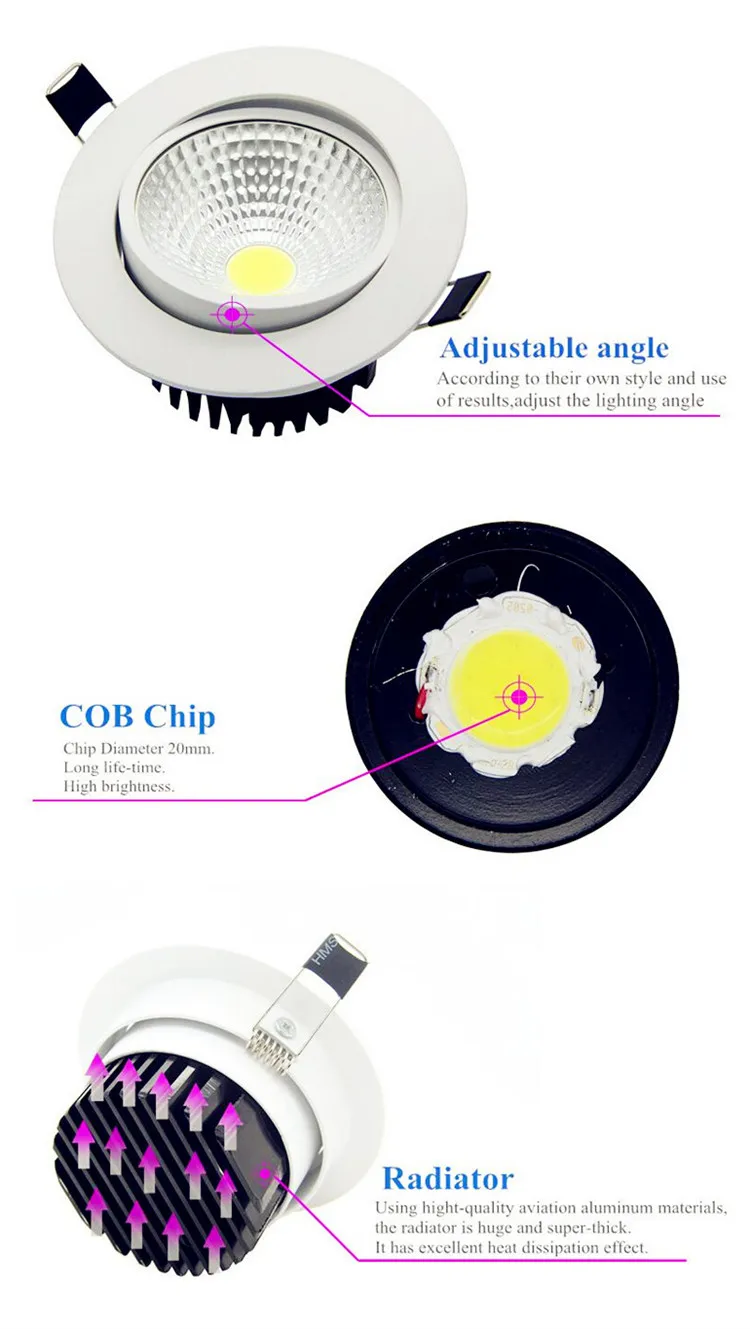 Warm White 7w Dimmable Recessed Led Spot Light Fixture 3000k - Buy Led ...