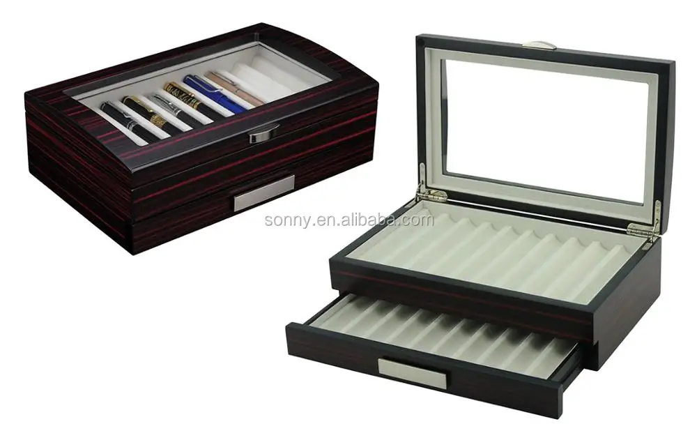 10 Rows Cherry Wooden Fountain Pen Storage Box - Sonny