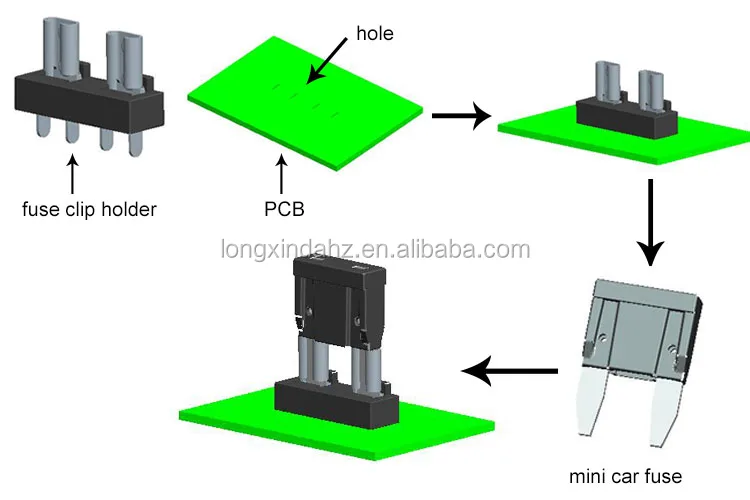 Mini Fuse Holder PCB Type - 30A, 40A, 32V - Rohs Certified