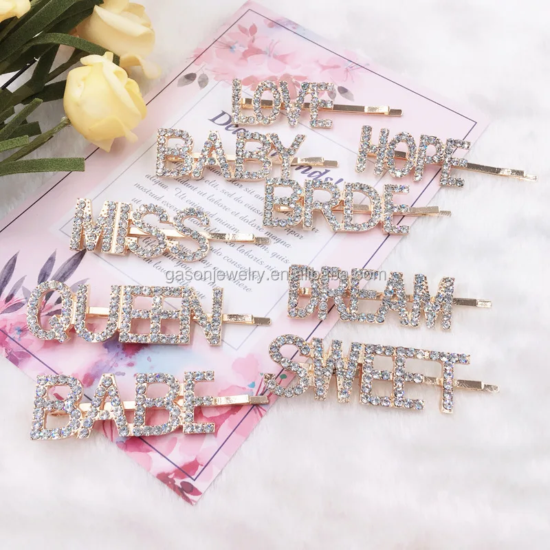 FREE CUSTOM Gold Black Silver Words Pearl Hair Pins Alphabet Pearls ...