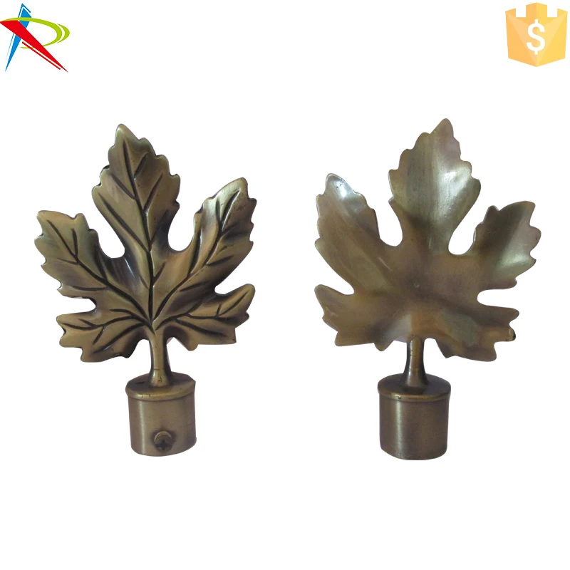 Metal Maple Leaf Curtain Rod End Cap Finials - Buy Curtain Rod End ...