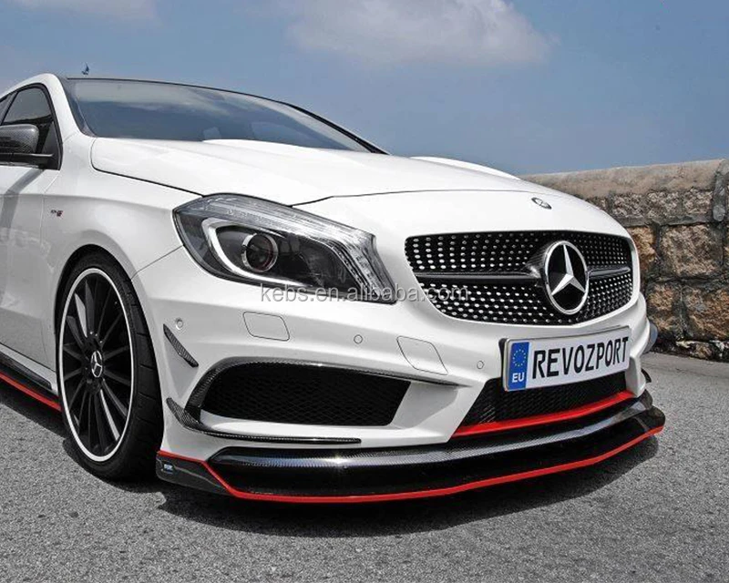 A Type Carbon Body Kit Front Bumper Lip With Red Strips For Mercedes ...
