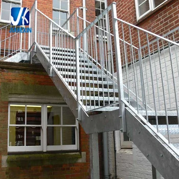 Galvanized Steel Fire Escape Stairs With Open Grille Treads - Buy ...