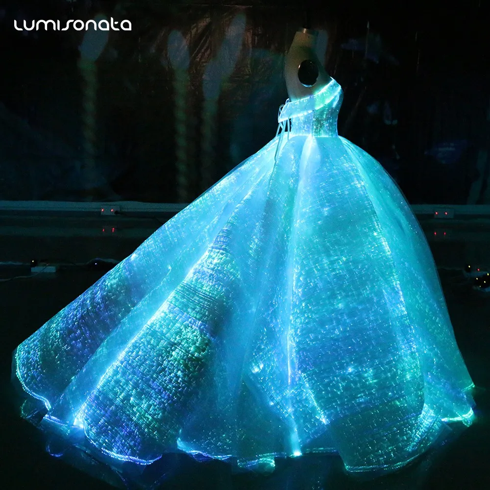 Hotsale Rgb Led Light Up Evening Dress Luminous Fabric Ball Gown ...