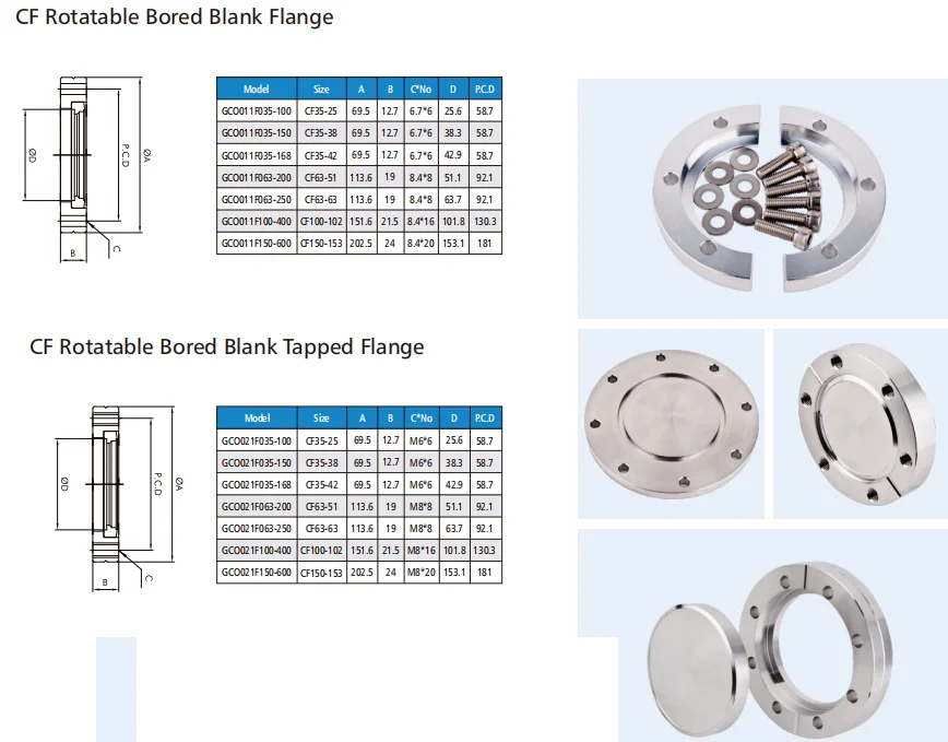 Cf35 Vacuum Components Bored Blank Flange Stainless Steel Ss304/ss316 - Buy Stainless Steel ...