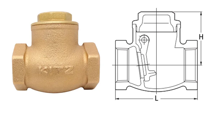 KITZ Japan R Class 125 Manual Control Bronze Swing Check Valve for ...