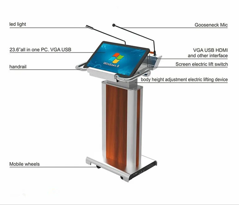 Digital Podium,Compact Size Aluminum And Steel Lectern For High School ...