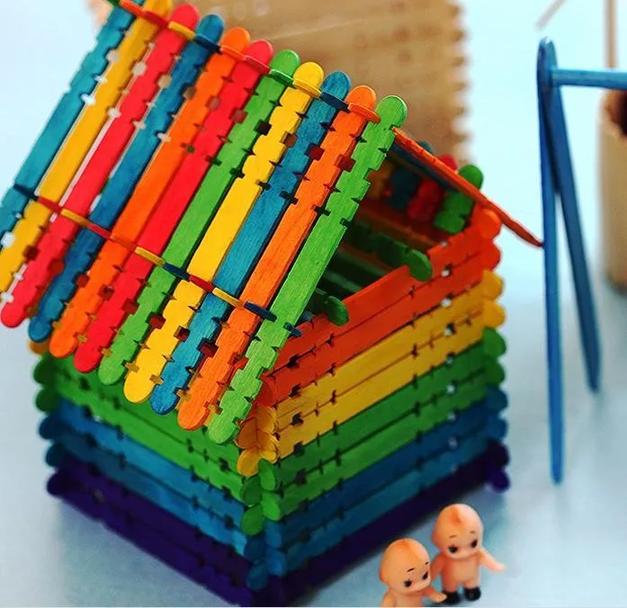 Hywoodstick Colored Wood Notched Craft Sticks Ice Cream Wooden Popsicle ...