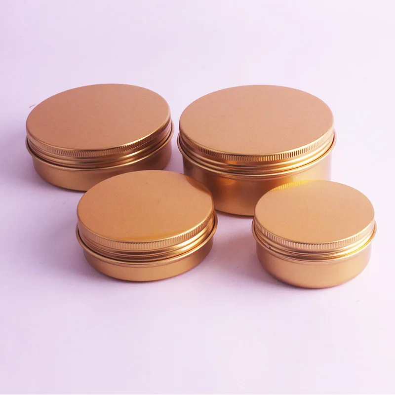 Empty Round Gold Metal Tins - Ideal for Cosmetics & More