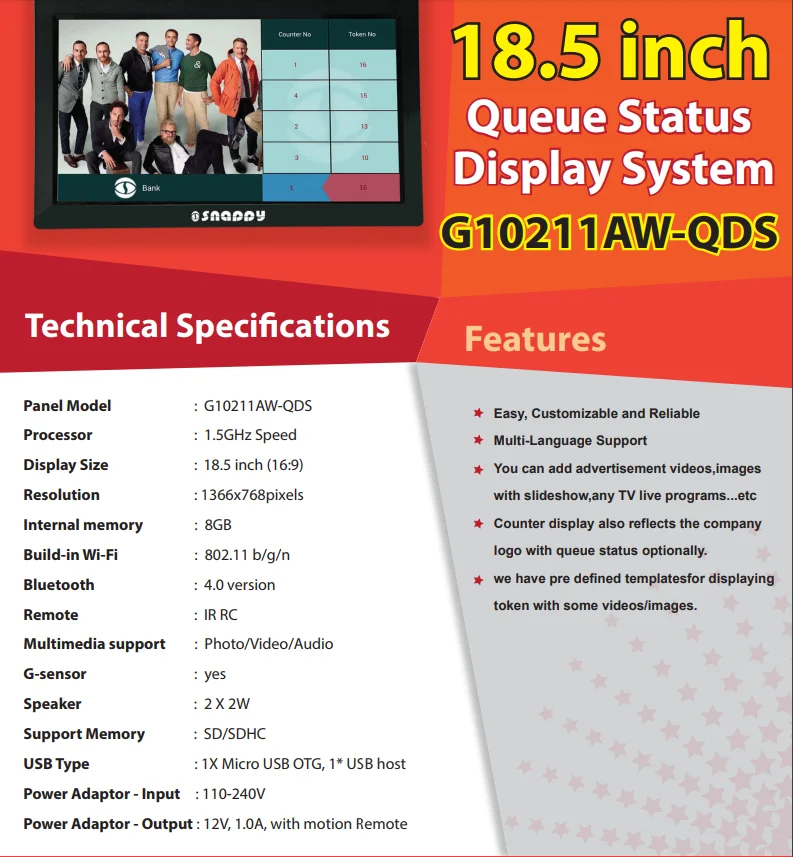 18.5inch Queue Status Queue Number Display For Bank Queue System - Buy ...