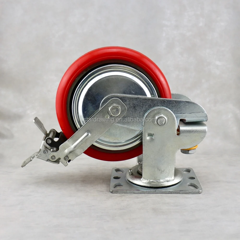 SS PU Wheel Caster Shock for Electrical & Lab Equipments 8 Inch Swivel ...