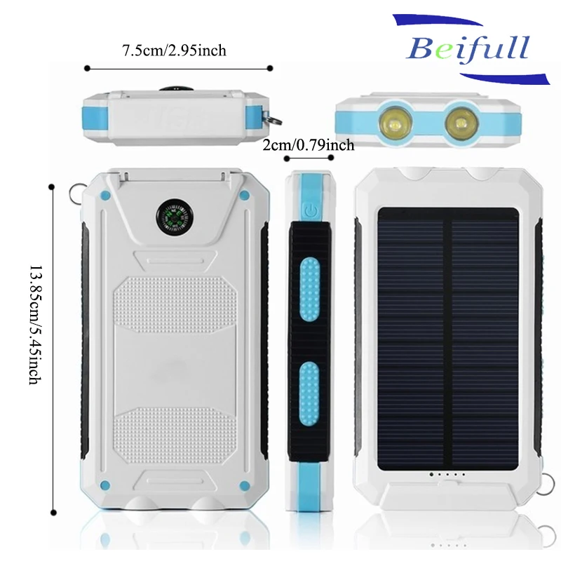Outdoor Waterproof Solar Power Bank 8000mah Portable With Illuminated ...