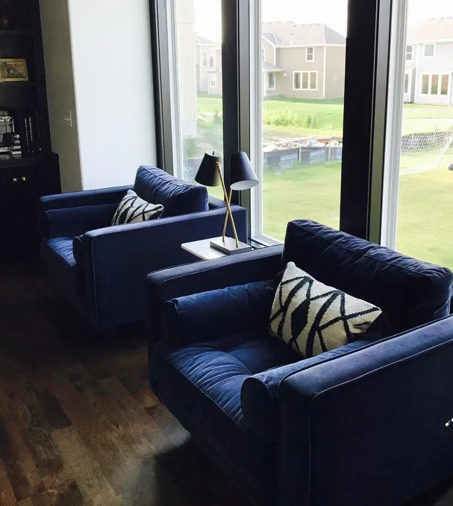 Lounge Navy Blue Fabric Velvet Covers Single Couch