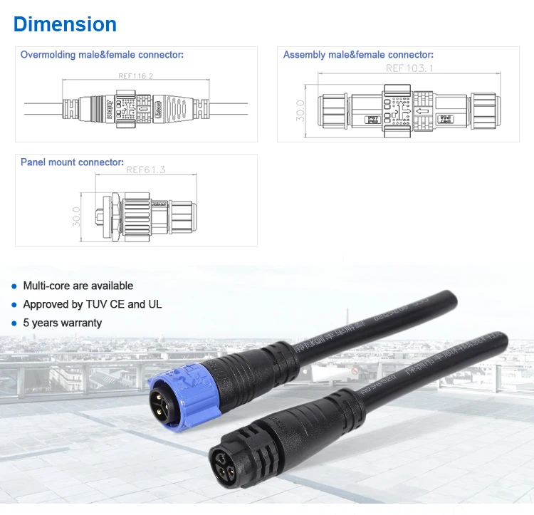 Power Connector 2 Pin 3 Pin 4 Pin Ip67 Ip65 Dc Waterproof Connector ...