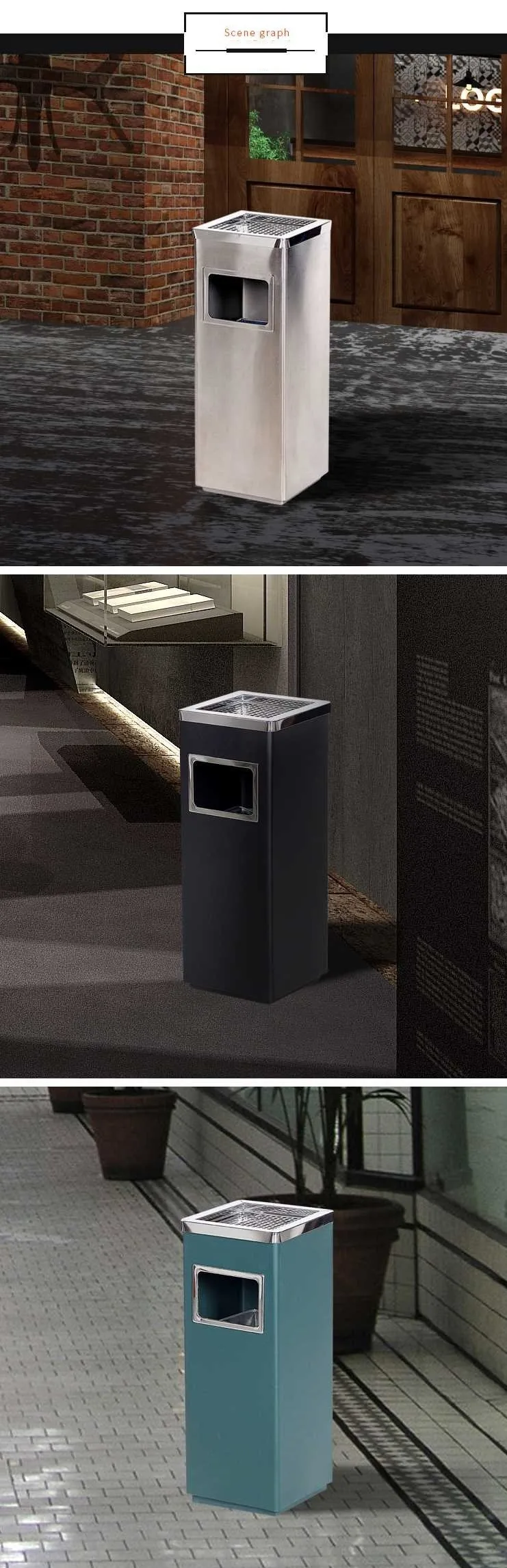 High Quality Stainless Steel Wholesale Hotel Lobby Garbage Bin Metal ...