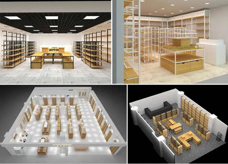 Wooden And Metal Display Stand Miniso Display Rack Retail Store Shelves ...